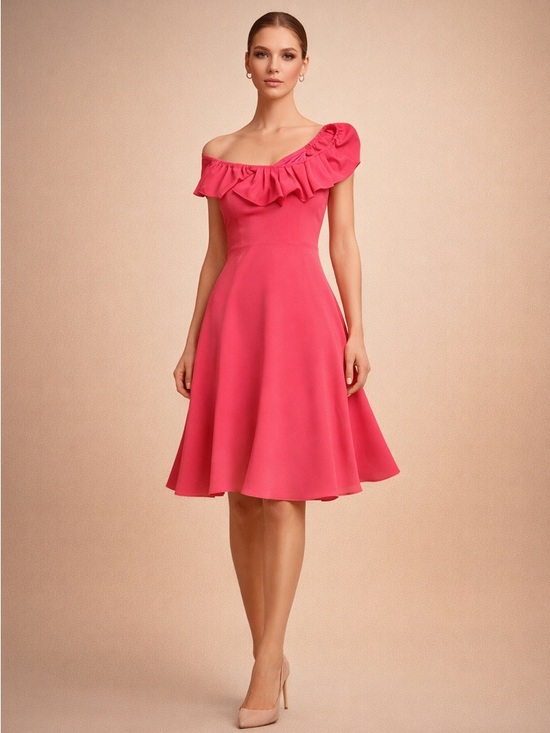 Betsey Johnson | Dresses | Betsey Johnson Hot Pink Ruffle Dress Fit ...